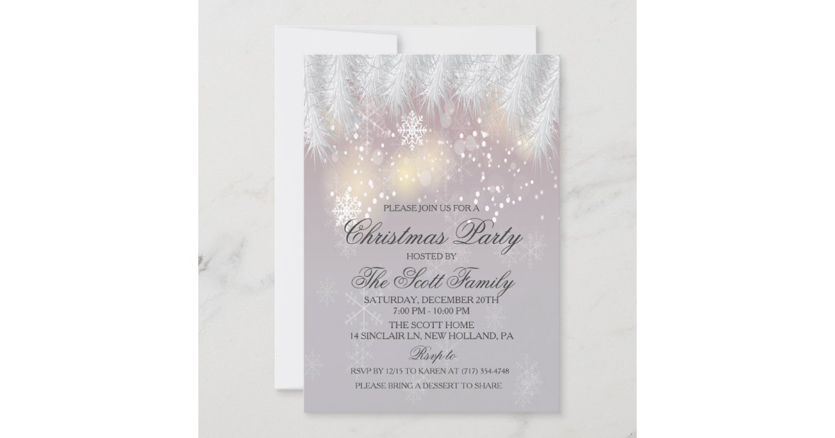 Christmas Party Winter Snowflake Invitation | Zazzle
