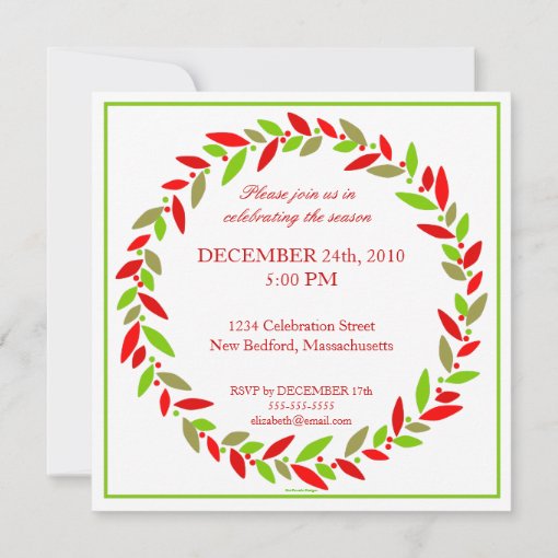 Christmas Party Wreath Invitation | Zazzle