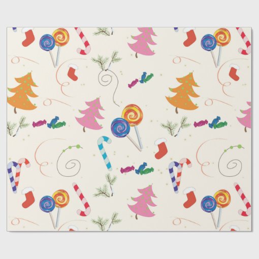 Christmas Pattern Cute Sweet Candy Wrapping Paper | Zazzle