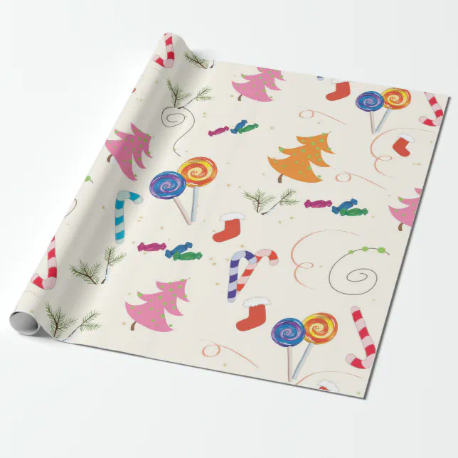 Christmas Pattern Cute Sweet Candy Wrapping Paper | Zazzle