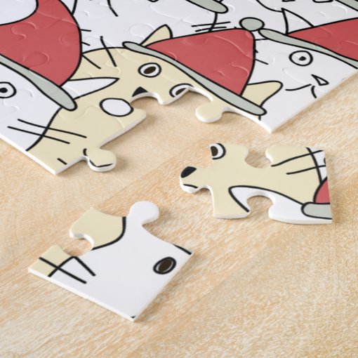 Christmas pattern with a lot of funny cats jigsaw puzzle | Zazzle