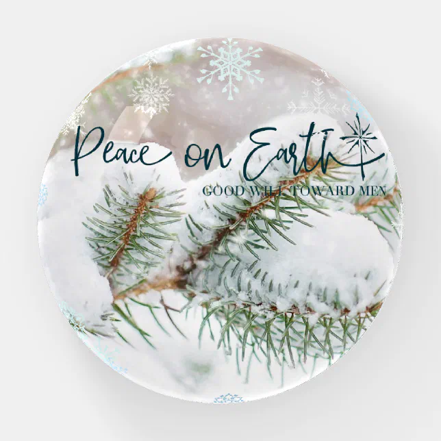 Christmas Peace On Earth Snow & Quote Paperweight | Zazzle