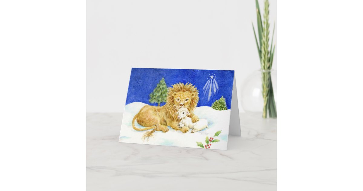 Christmas Peaceful Lion and Lamb Greeting Card | Zazzle