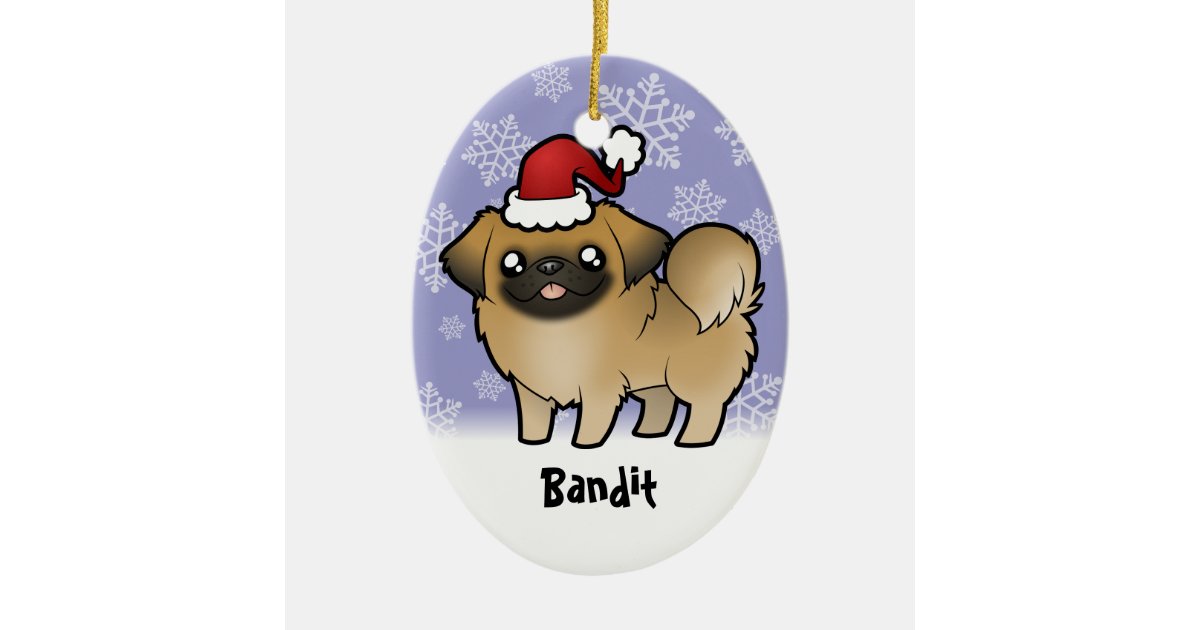 Christmas Pekingese (puppy cut) Ceramic Ornament | Zazzle