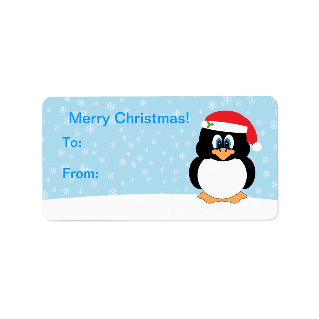 Christmas Penguin Gift Tag Labels | Zazzle