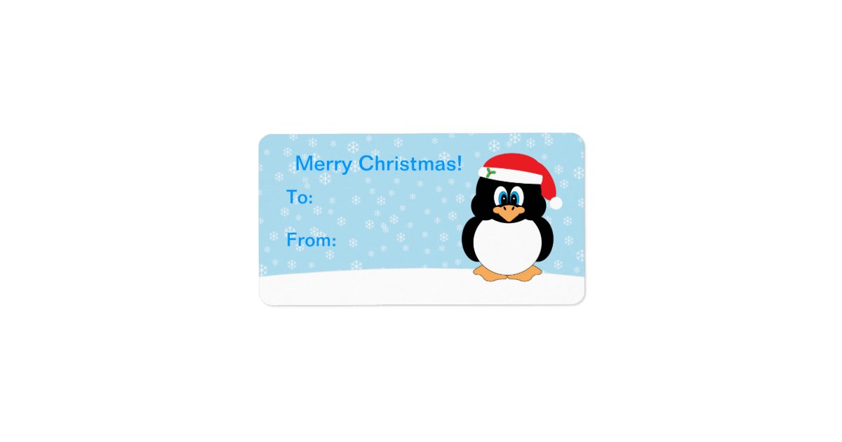 Christmas Penguin Gift Tag Labels | Zazzle
