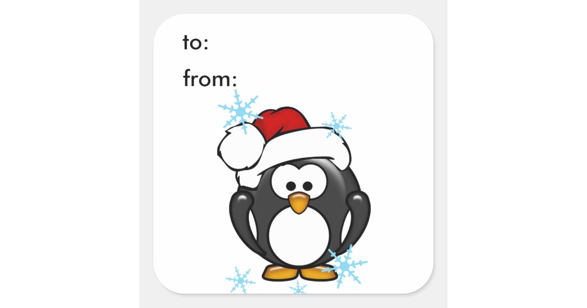 Christmas Penguin Gift Tag Sticker | Zazzle.com