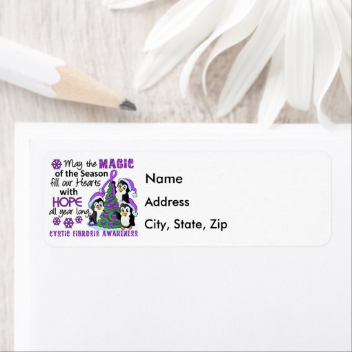 Christmas Penguins Cystic Fibrosis Label | Zazzle