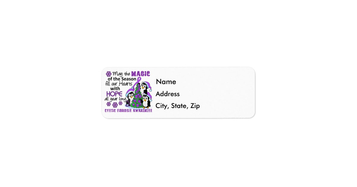 Christmas Penguins Cystic Fibrosis Label | Zazzle