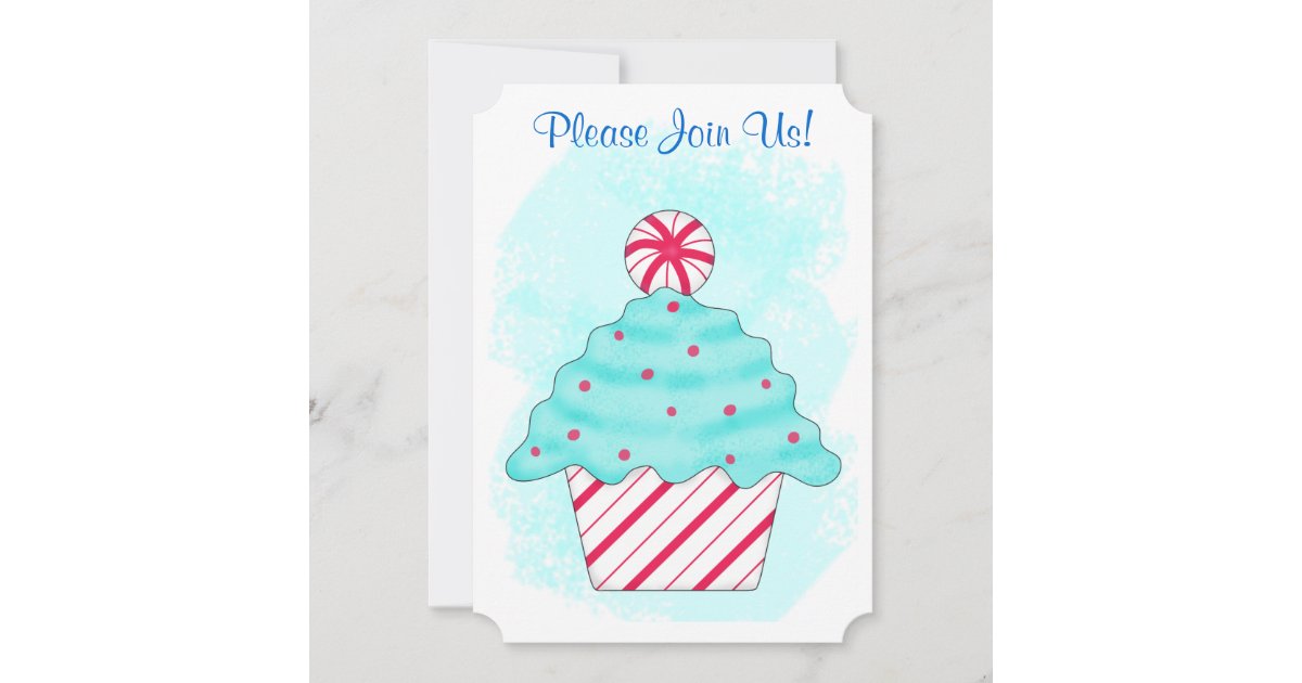 Christmas Peppermint Cupcake Coffee Dessert Party Invitation | Zazzle