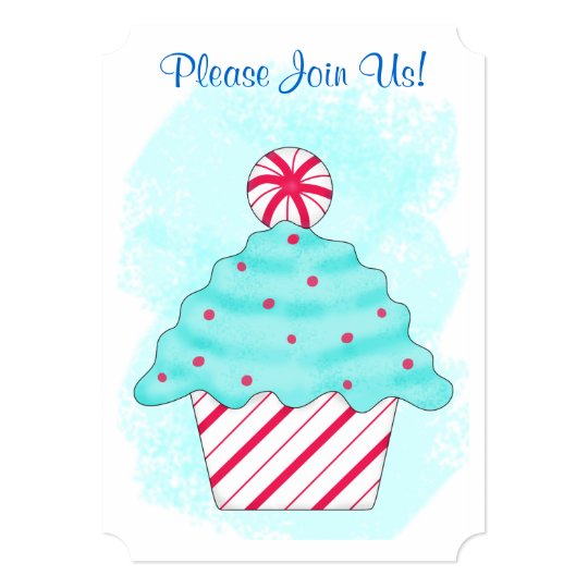 Christmas Peppermint Cupcake Coffee Dessert Party Invitation | Zazzle.com