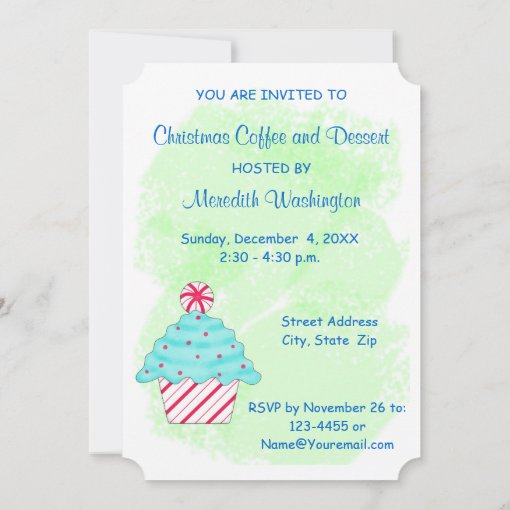 Christmas Peppermint Cupcake Coffee Dessert Party Invitation | Zazzle