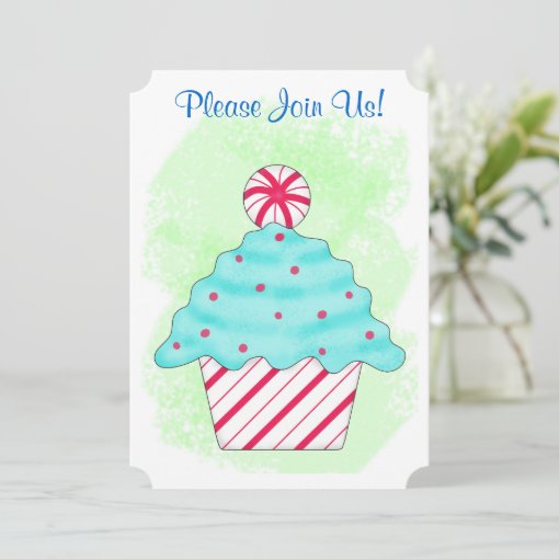 Christmas Peppermint Cupcake Coffee Dessert Party Invitation | Zazzle