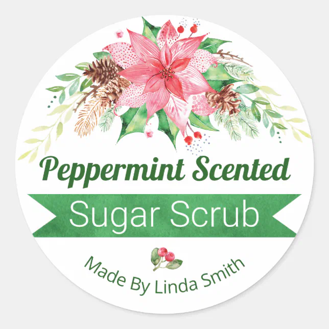 Christmas Peppermint Scented Sugar Scrub Labels | Zazzle
