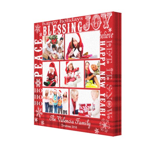 CHRISTMAS PHOTO COLLAGE-FULLY CUSTOMIZABLE CANVAS | Zazzle