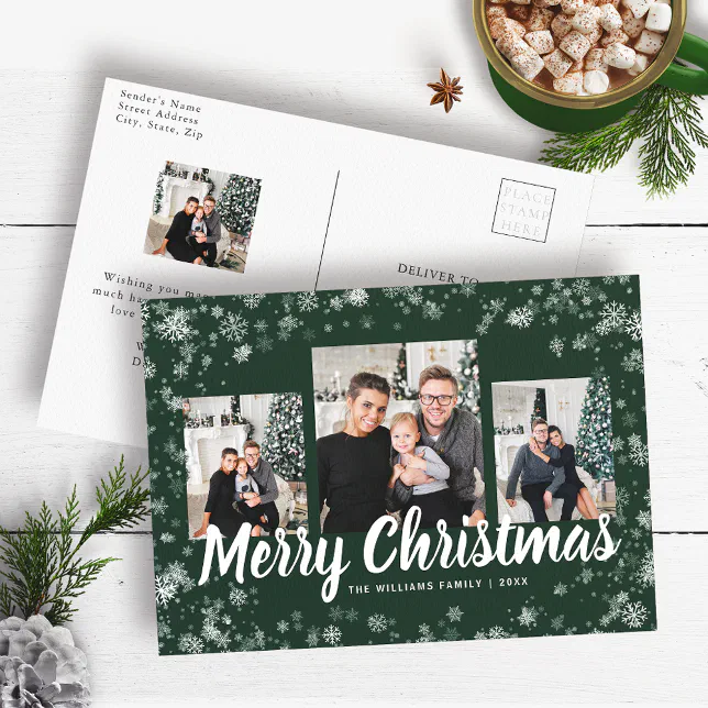 Christmas Photo Collage Postcard | Zazzle