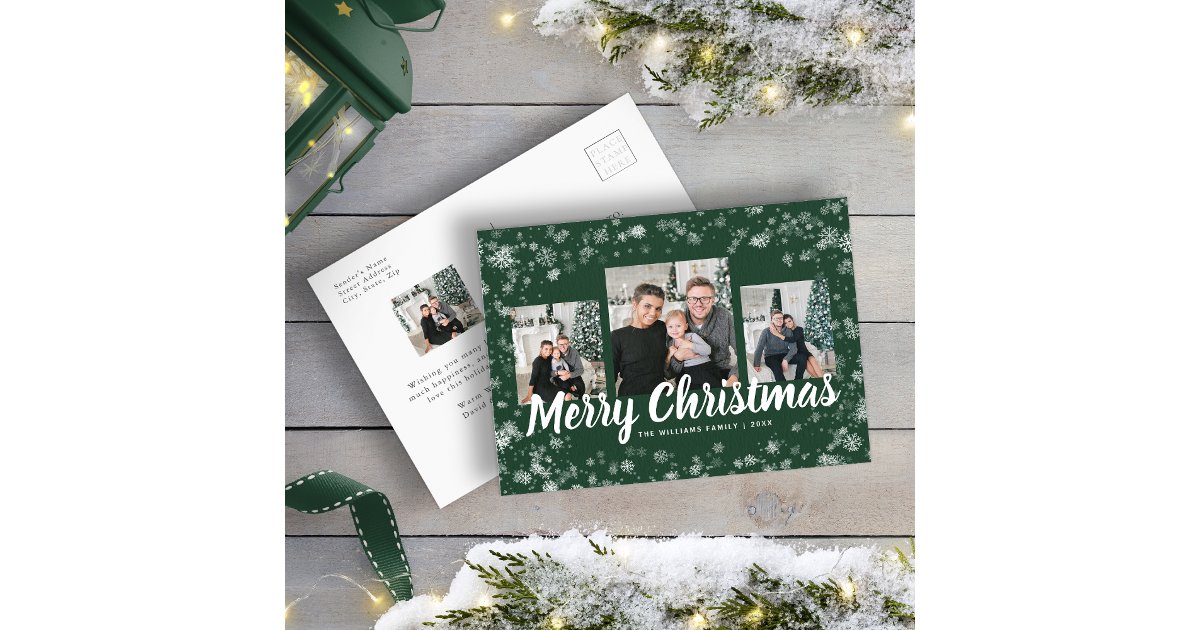 Christmas Photo Collage Postcard | Zazzle