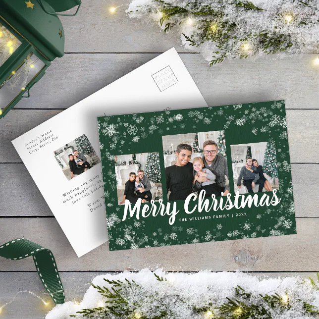 Christmas Photo Collage Postcard | Zazzle