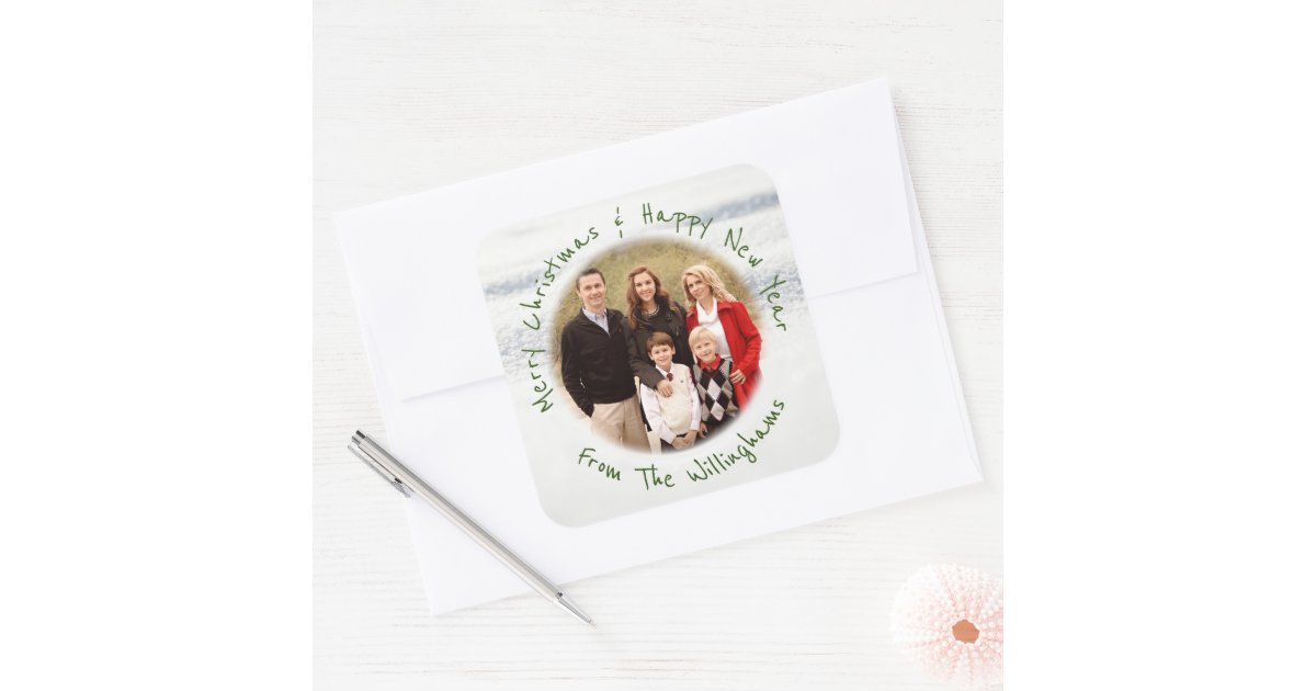 Christmas Photo Envelope Seal Custom Greeting | Zazzle