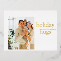 Christmas Photo Family | Holiday Hugs Postcard | Zazzle