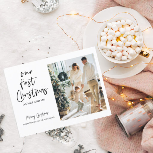 Christmas Photo Family | Our First Christmas Postc Postcard | Zazzle