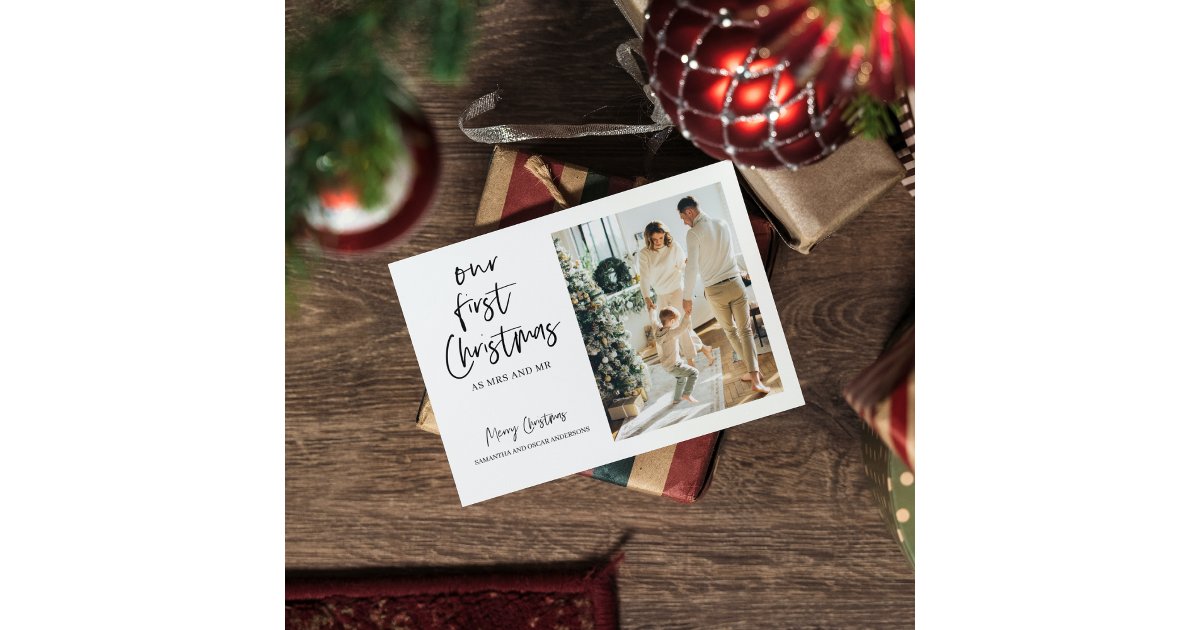 Christmas Photo Family | Our First Christmas Postc Postcard | Zazzle