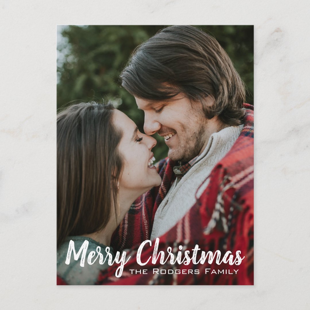 Christmas Photo Postcard | Custom Greeting | Zazzle