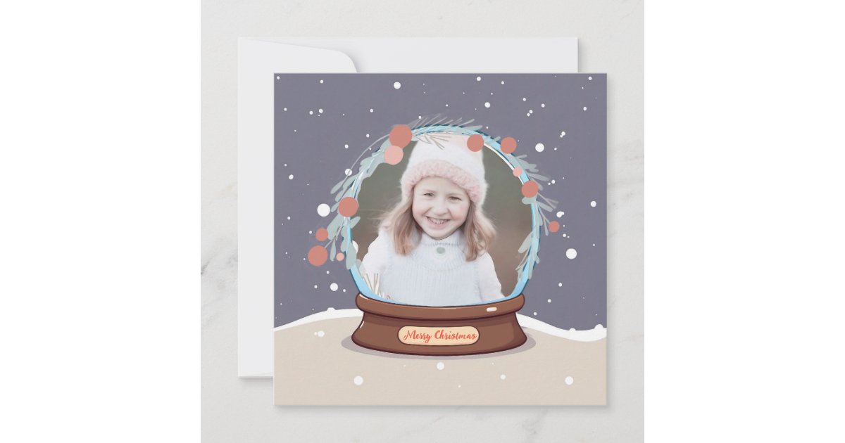 Christmas Photo Snow Globe Holiday Card | Zazzle