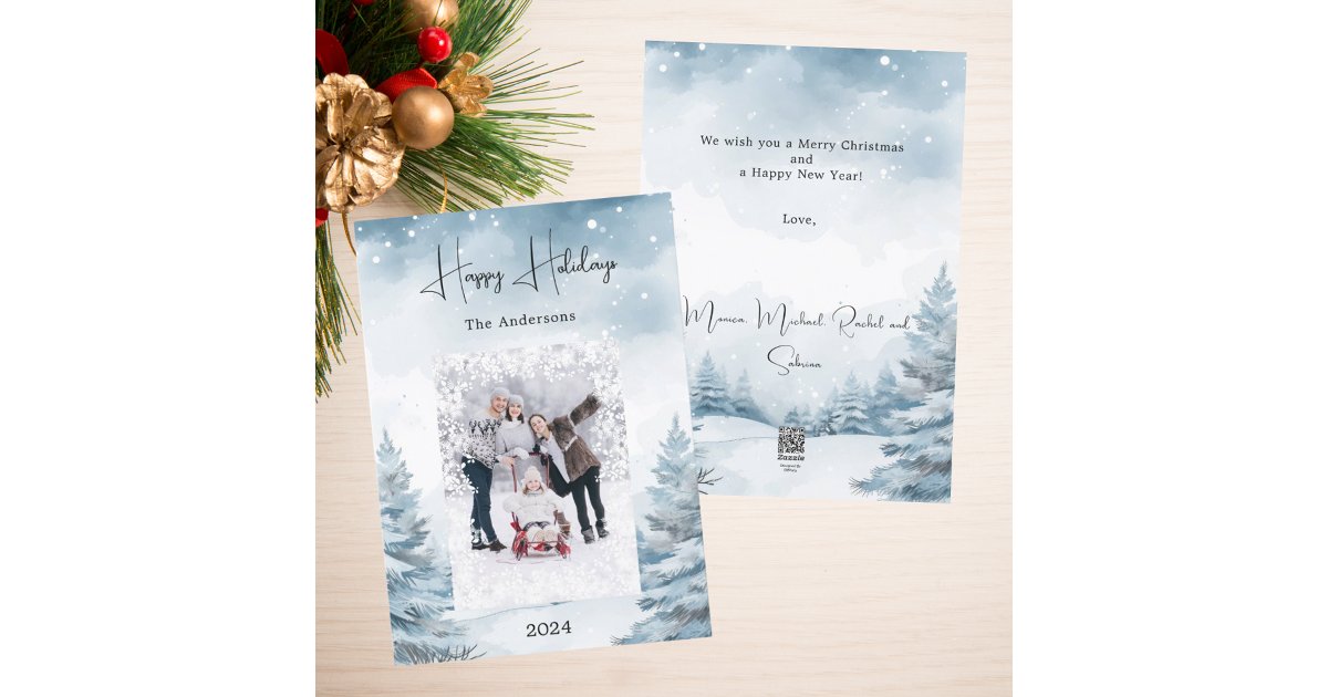 Christmas photo winter landscape holiday card | Zazzle