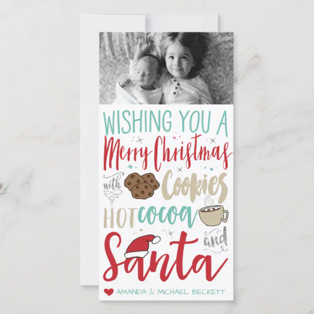 Christmas Photocard - Santa, Cookies, Hot Chocolat Holiday Card | Zazzle
