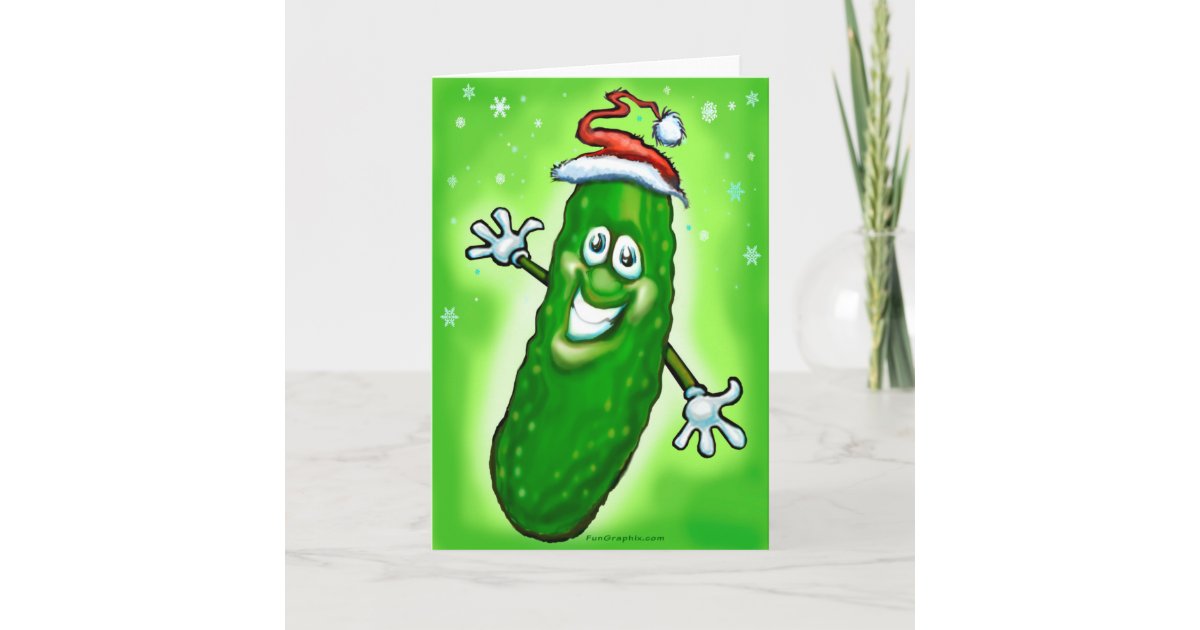 Christmas Pickle Holiday Card | Zazzle