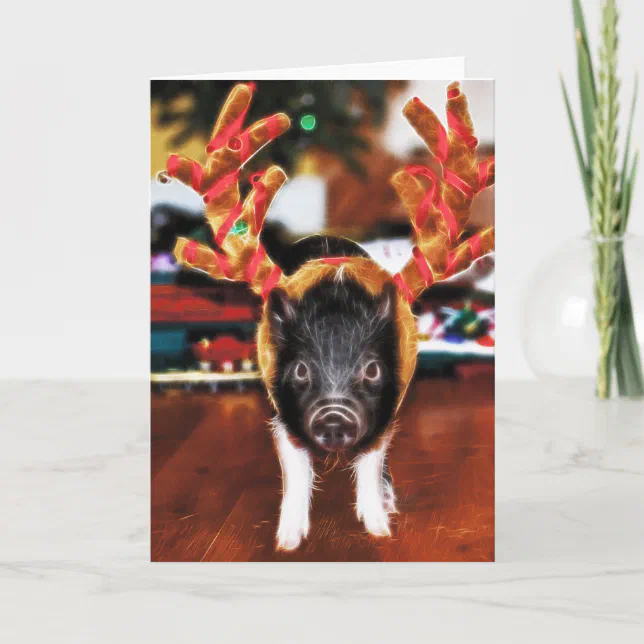 Christmas Pig Greeting Card | Zazzle