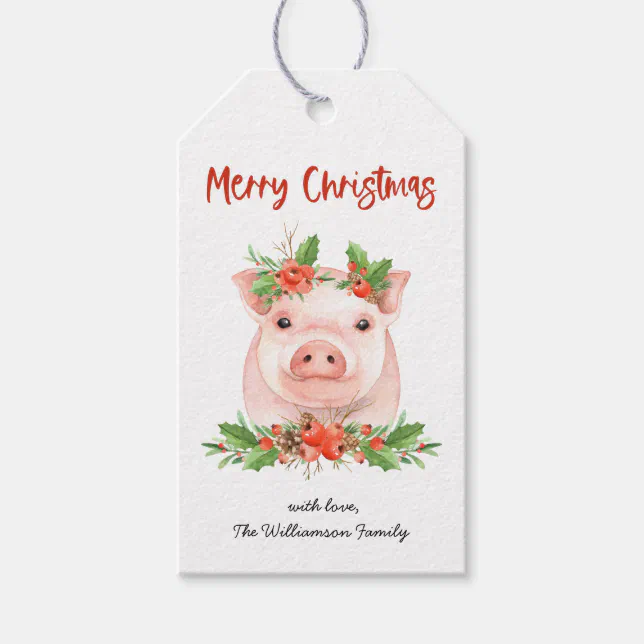 Christmas Pig Holiday Gift Tags | Zazzle