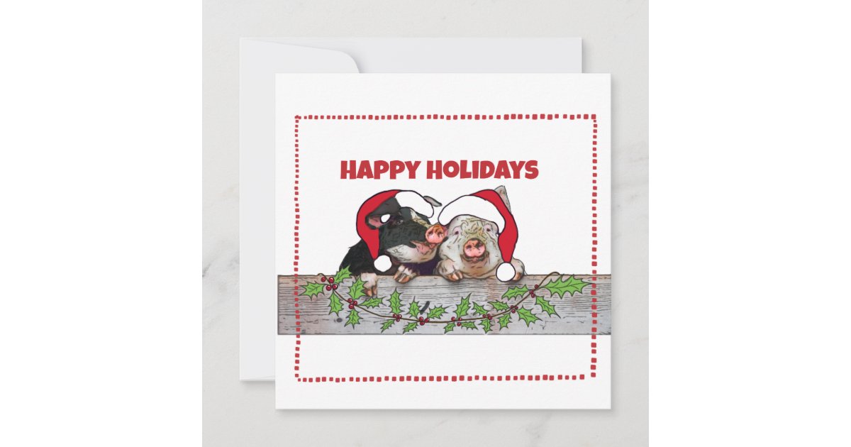Christmas Pig Mates Holiday Card | Zazzle