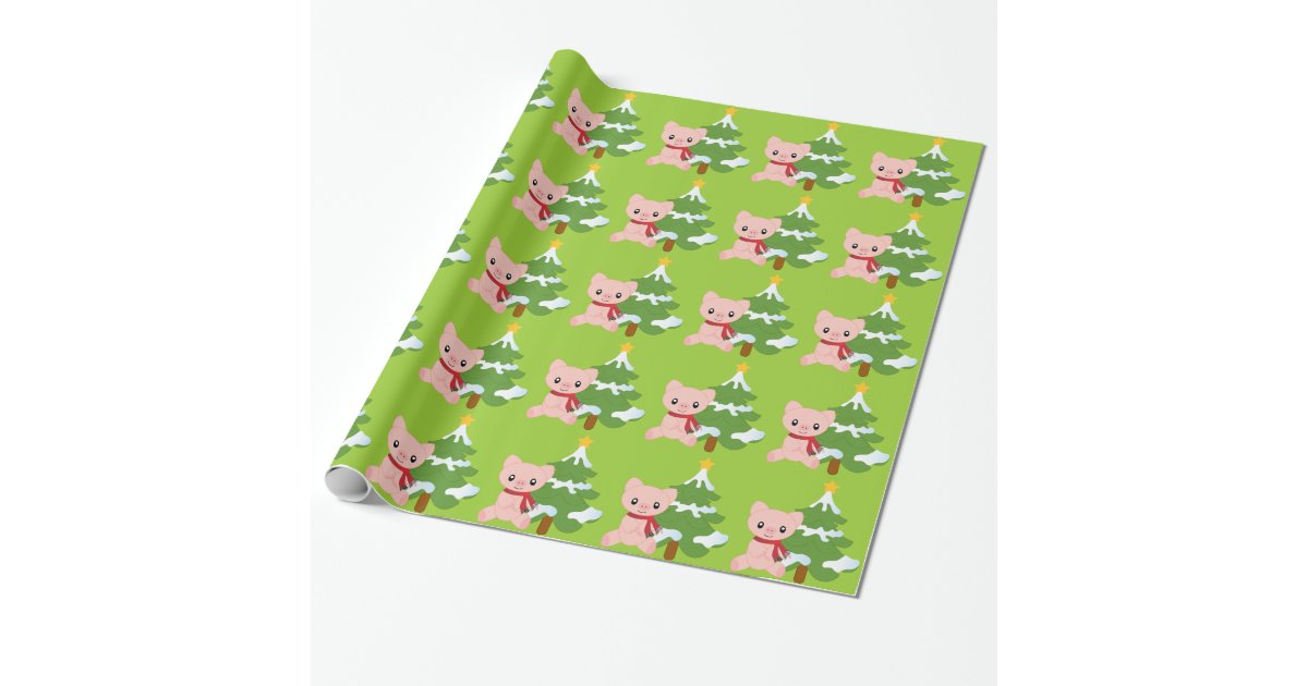 Christmas Pig Wrapping Paper | Zazzle