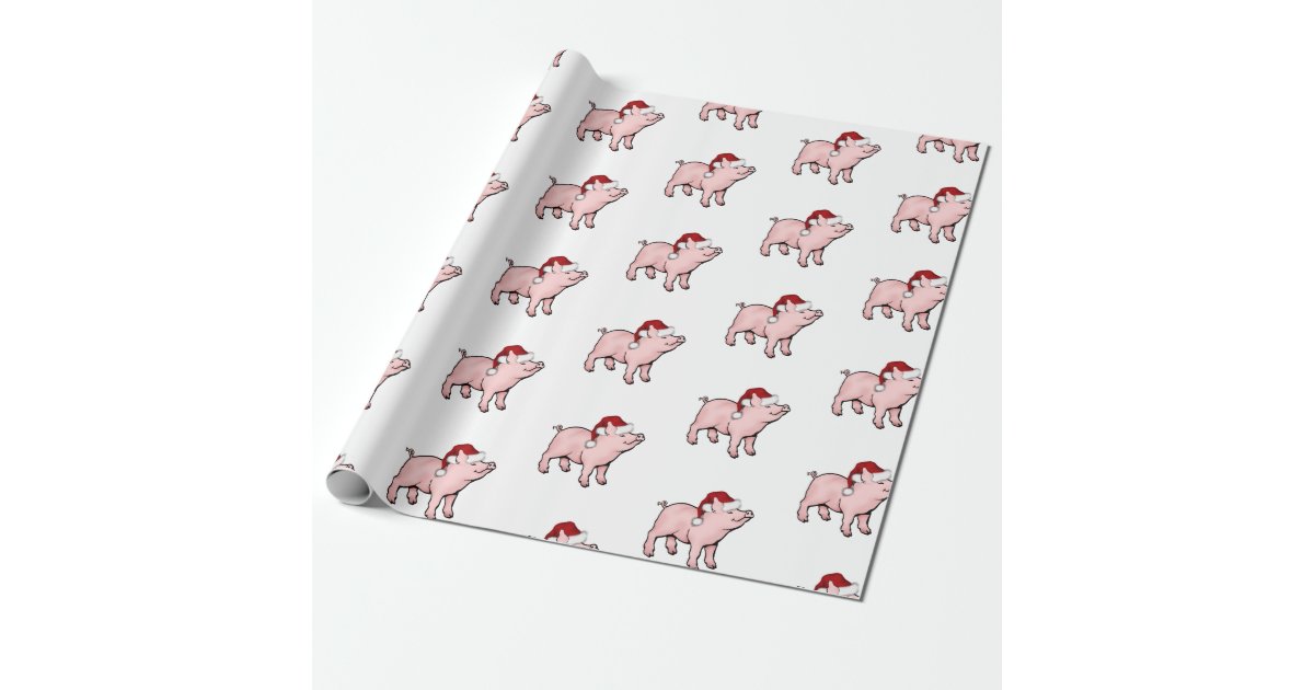 Christmas Pig Wrapping Paper | Zazzle