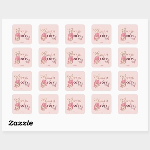 Christmas Piglet | Warm & Cosy Square Sticker | Zazzle