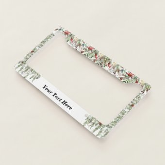 Christmas Pine Poinsettia Pattern Custom Christmas License Plate Frame ...