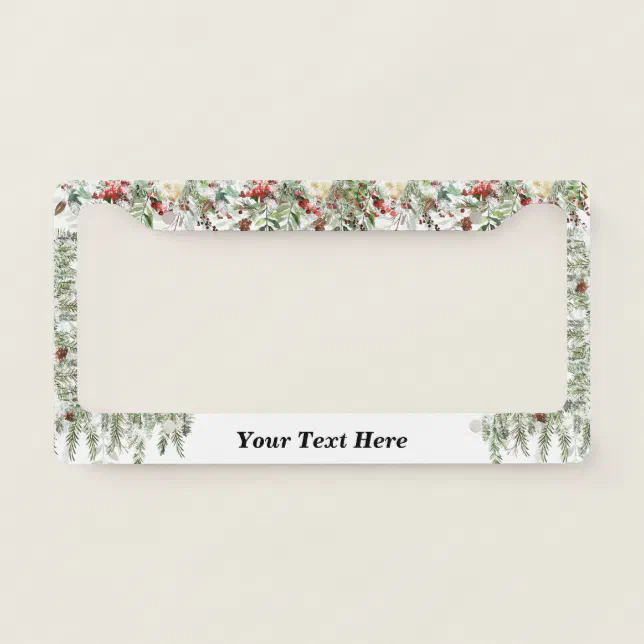 Christmas Pine Poinsettia Pattern Custom Christmas License Plate Frame ...