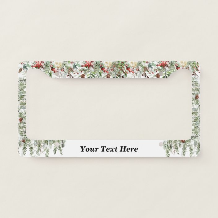 Christmas Pine Poinsettia Pattern Custom Christmas License Plate Frame ...