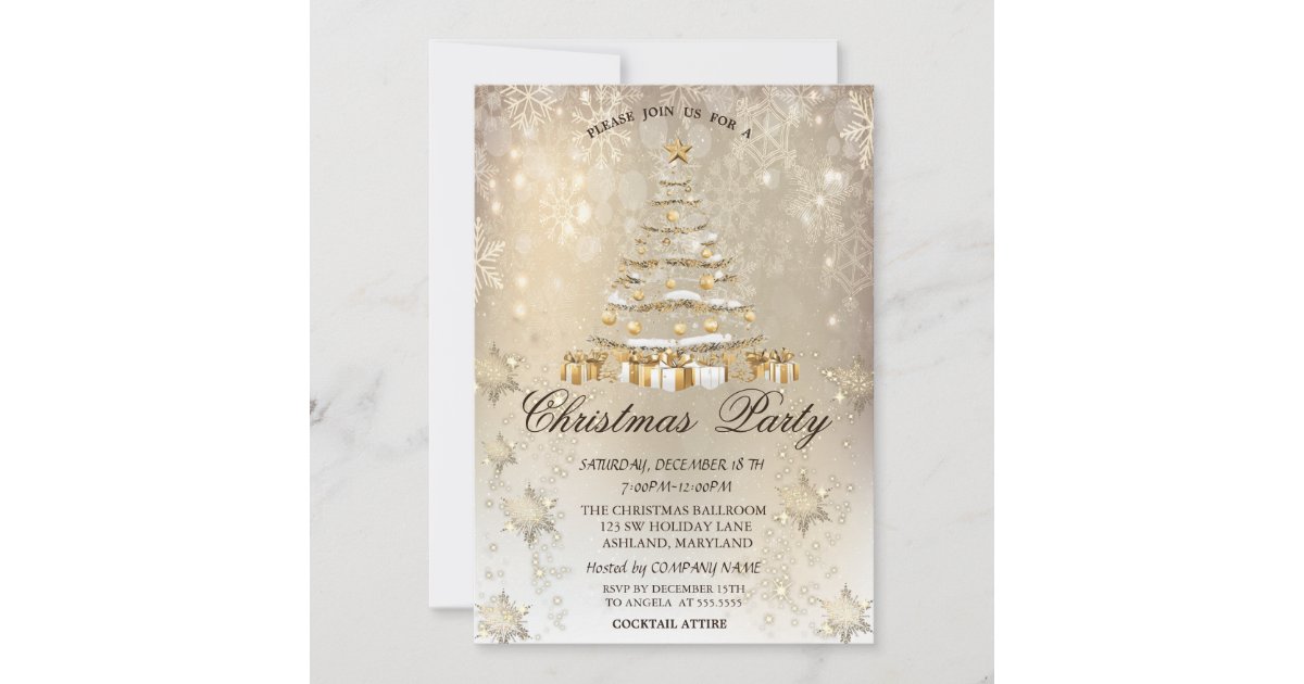 Christmas Pine Tree,Balls,Snowflake Christmas Invitation | Zazzle