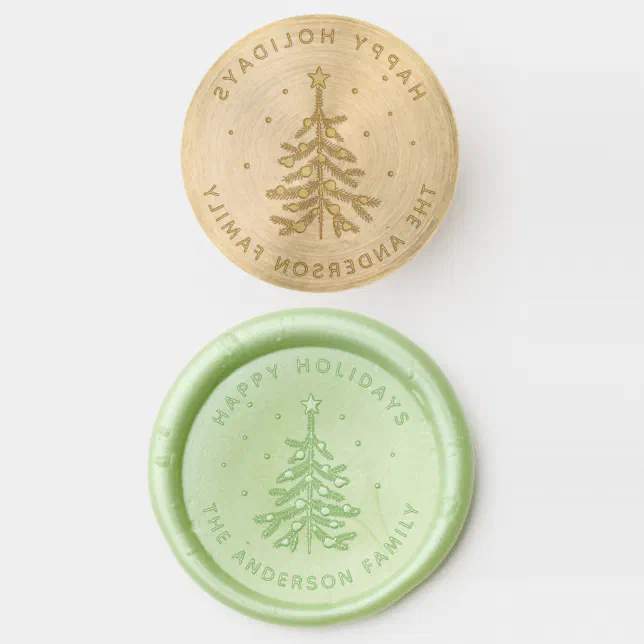 Christmas Pine Tree Happy Holidays Wax Seal Stamp | Zazzle