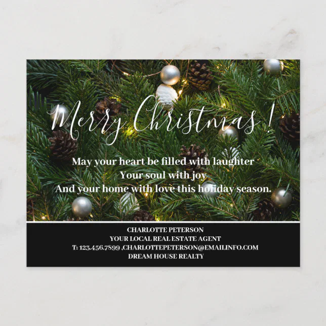 Christmas Pine Tree Real Estate Holiday Postcard | Zazzle