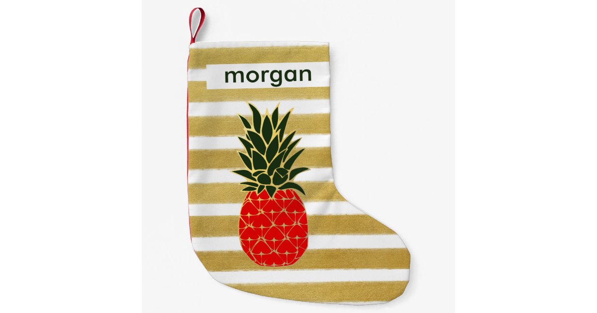 Christmas Pineapple in Red Green and Gold Stripes Small Christmas ...