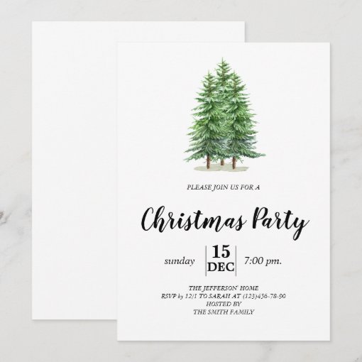 Christmas Pines Tree Chic Holiday Party Invitation | Zazzle