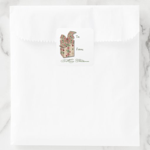 Christmas Pink Green Package With Ribbons Gift Tag | Zazzle