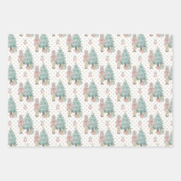 Christmas Pink Nutcracker Glitter Festive Patterns Wrapping Paper ...