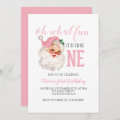 Christmas Pink Santa First Birthday Invitation | Zazzle