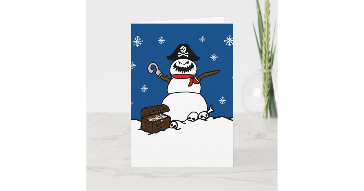 Christmas Pirate Snowman Greeting Card | Zazzle