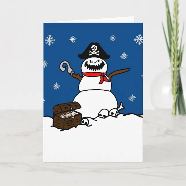 Christmas Pirate Snowman Greeting Card | Zazzle